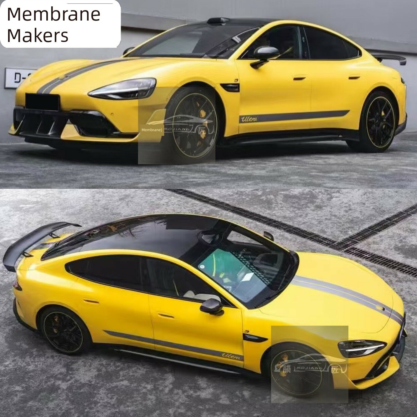 Набор автомобильных наклеек Xiaomi SU7 Ultra из ПЭТ, GT серебристый, для капота, задней части и боков