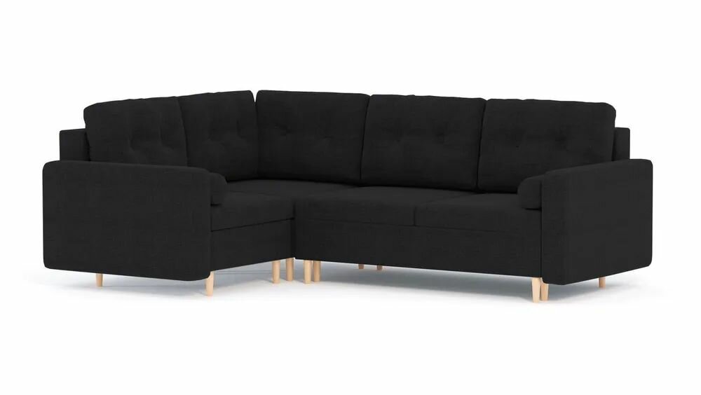 Угловой модульный диван Белфаст пантограф, рогожка Дрим Блэк