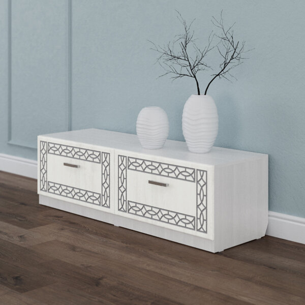 Тумба под телевизор ТВ Белла мод.11 140,0х42,5х45,0 см, рамух белый