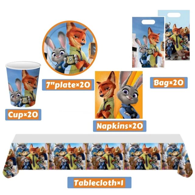 Украшения для дня рождения в стиле «Зверополиса» от Disney, воздушные шары, одноразовая бумажная посуда, товары для детских праздников, товары для вечеринок по мотивам «Зверополиса 2»