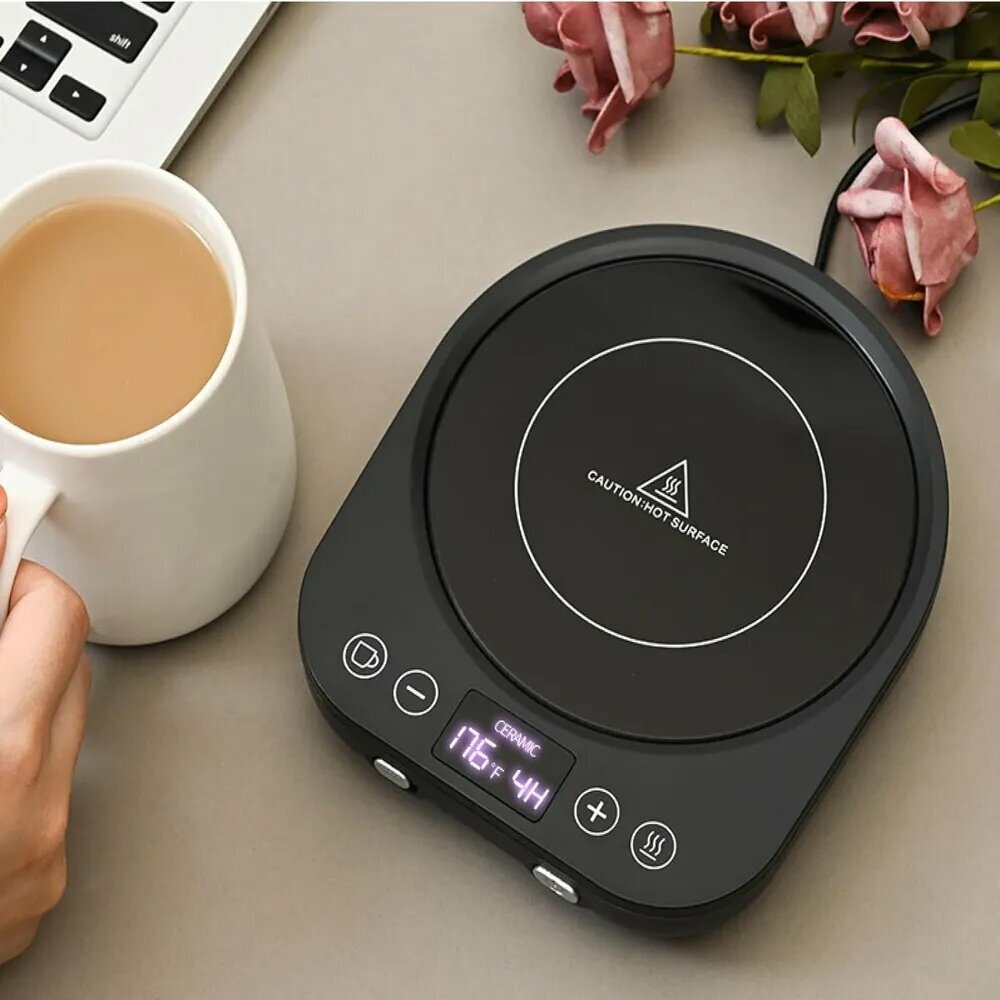 Подогреватель чашек с цифровым дисплеем, отключение по времени и определение силы тяжести, портативный термостат для подогрева молока, чая и напитков, для дома и офиса