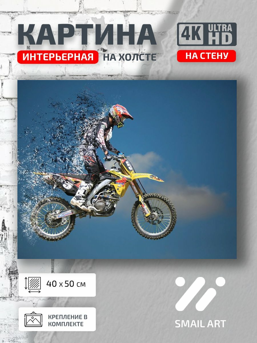 Картина на холсте интерьерная 40 на 50 на стену Мотоциклист Car для кабинета авто дизайн