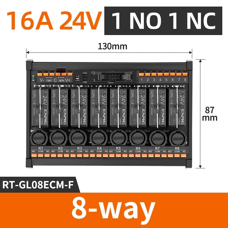 Релейный модуль 8-way RT-GL08EC-F 16A 24V