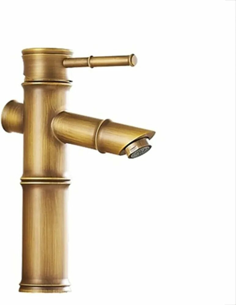 Старинный латунный смеситель для раковины в ванной комнате с одной ручкой и одним отверстием