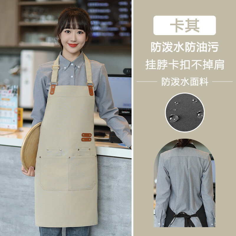 Новый водонепроницаемый и маслостойкий фартук с индивидуальным логотипом, печатный холщовый рабочий фартук, грязеотталкивающий кухонный рекламный фартук с перекрестным кроем