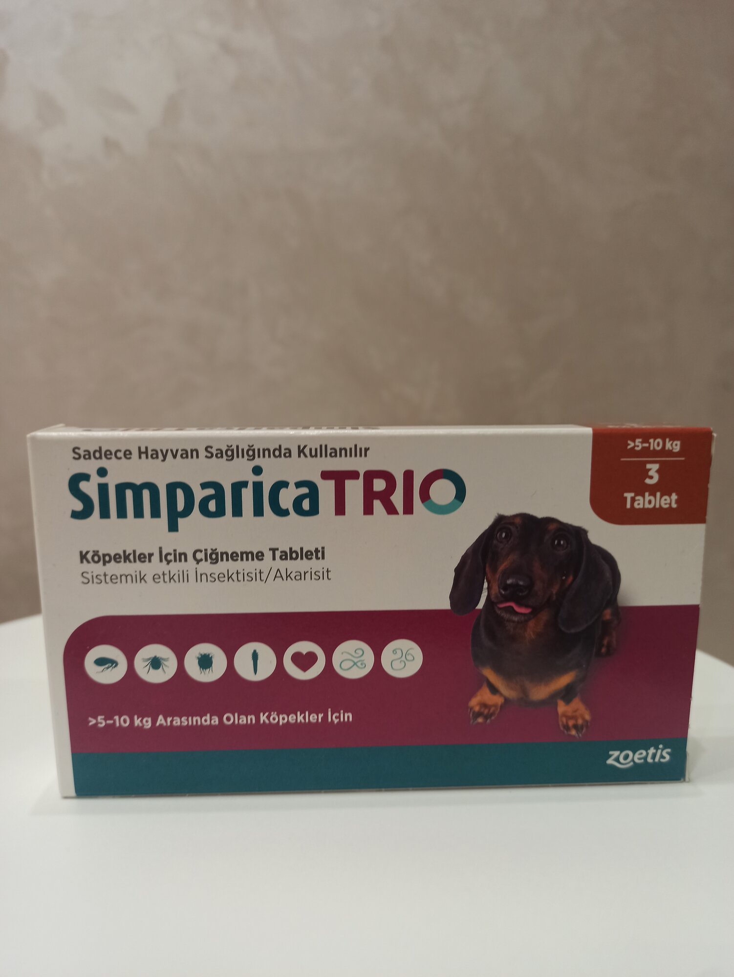 Zoetis Симпарика трио (Simparico Trio) таблетки для собак от блох и клещей весом от 5 - 10 кг (Три действующих вещества)