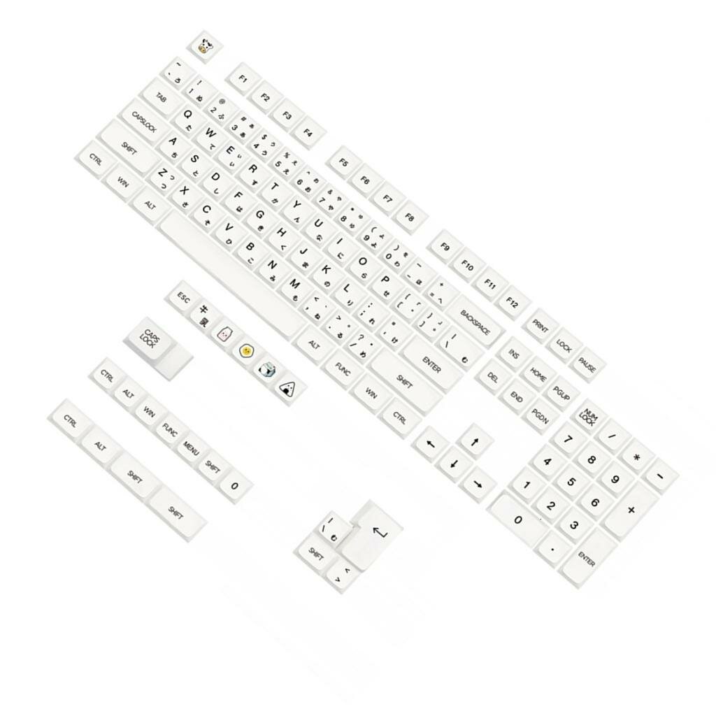 126PCS Минималистичные Белые XDA Кейкапы PBT