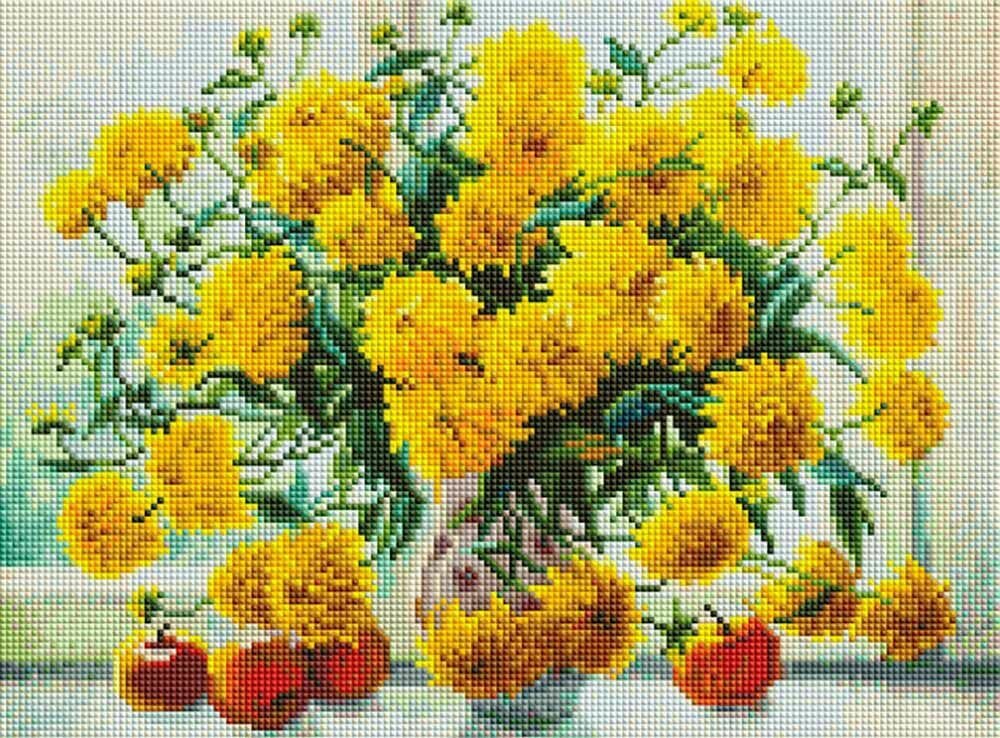 Алмазная мозаика Белоснежка "Золотые" 30x40 см, Цветы Природа Натюрморт