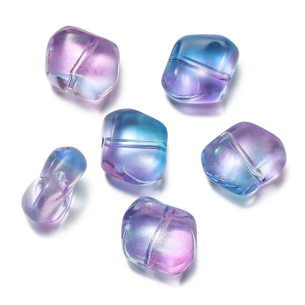 Стеклянные фигурные бусины с плоским отверстием, декоративные бусины, 8*10мм/10шт, фиолетовый