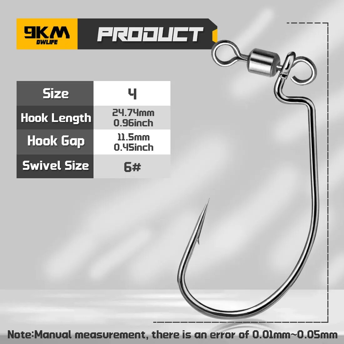 Крючки 9KM DWLIFE для ловли рыбы EWG 10-40 шт 10 Pcs, Size4 Gap-9.35mm