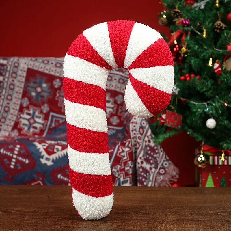 2025 Счастливого Рождества, плюшевые игрушки, красивая трость, конфеты, леденец, кукла, подушка, уютная подушка, декор для рождественской вечеринки