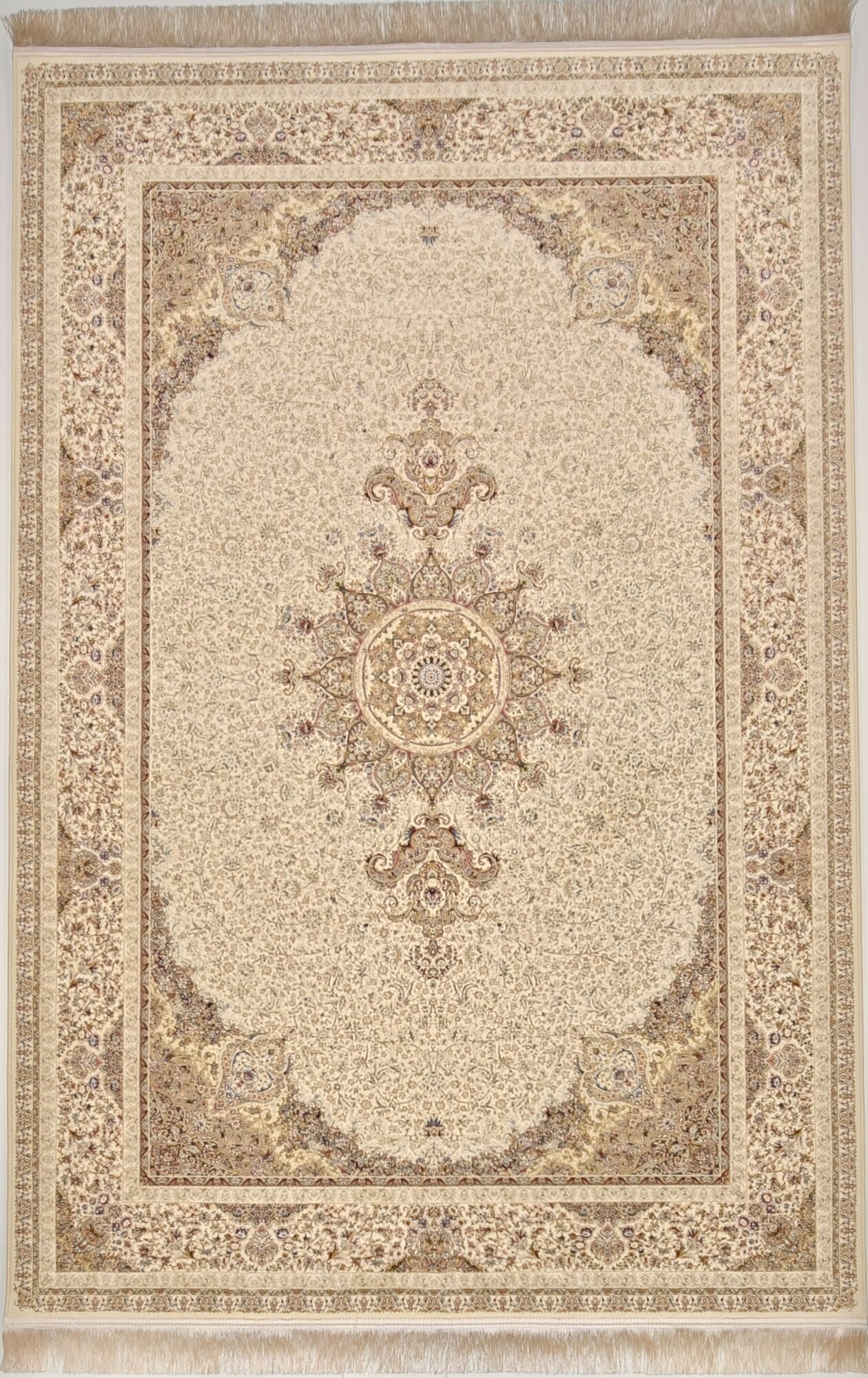 Ковер персидский высокоплотный с рельефным ворсом "JEYRAN кремовый" 100х150 см