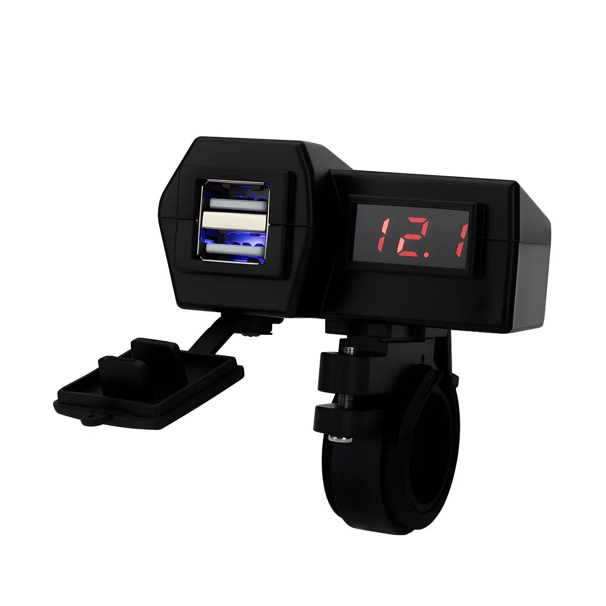 USB-адаптер Для Зарядки Телефона На Руль Мотоцикла, 1 Шт, С Двумя USB-портами, Вольтметром, Водонепроницаемый, 12В