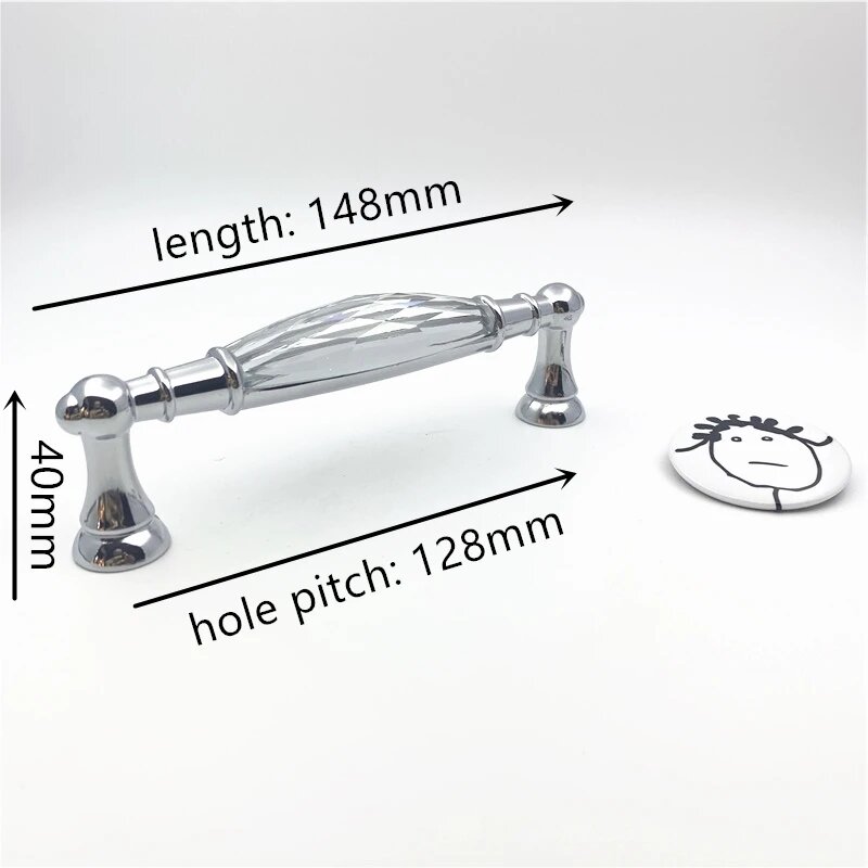 Хрустальные ручки для шкафов LCH 96 мм clear chrome 128mm