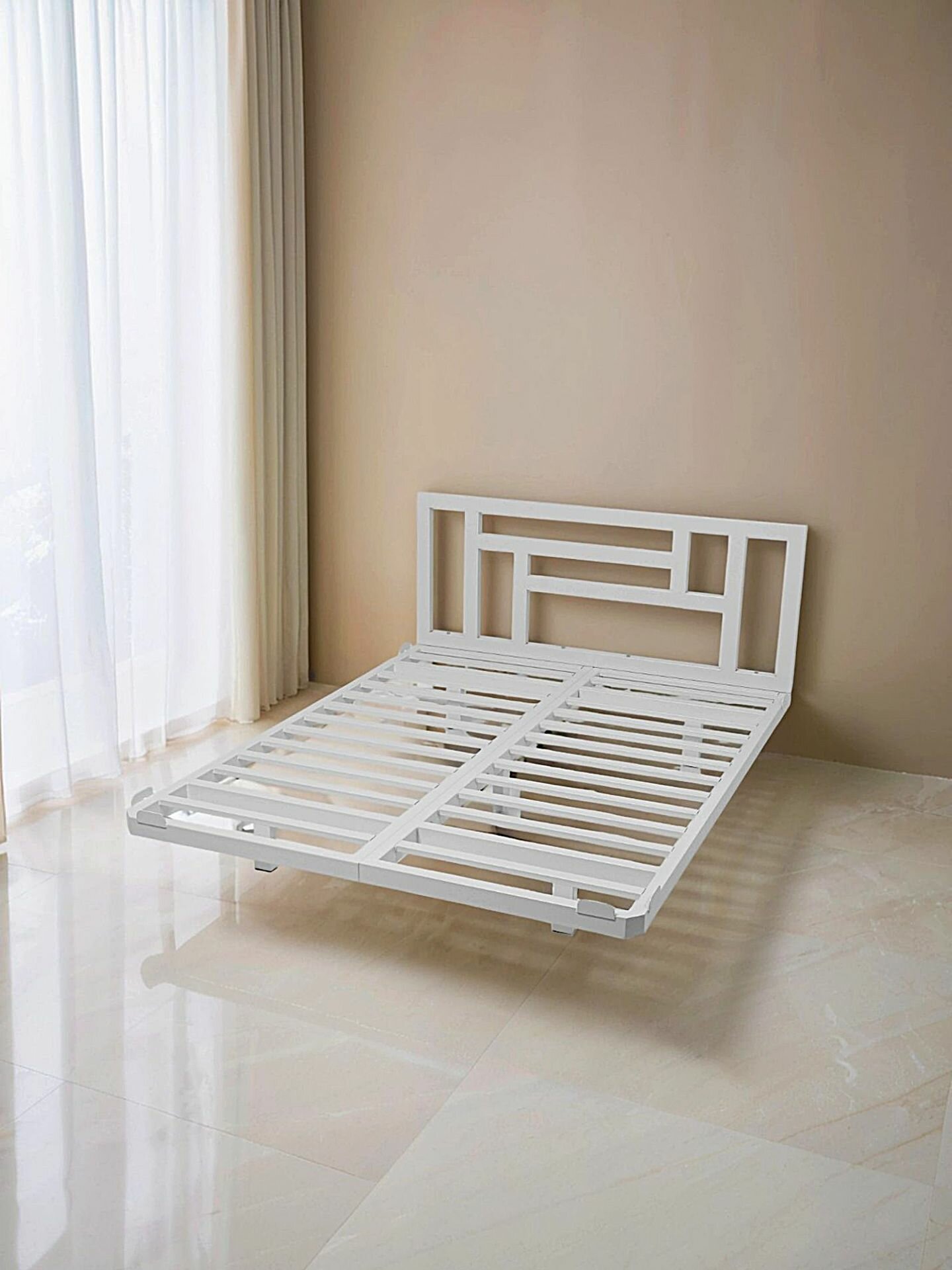 Парящая Кровать, 180x200, металлическая, белая, двухспальная