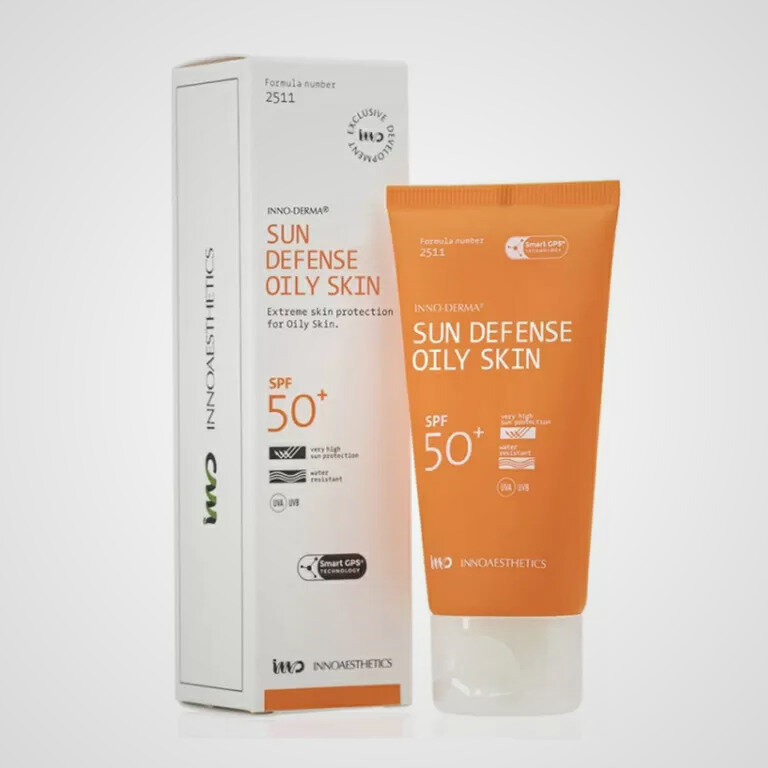 INNO-DERMA Солнцезащитный крем для жирной кожи SPF 50+ 60 гр INNO-DERMA Sun Defense Oily Skin SPF50+ Крем 60 гр
