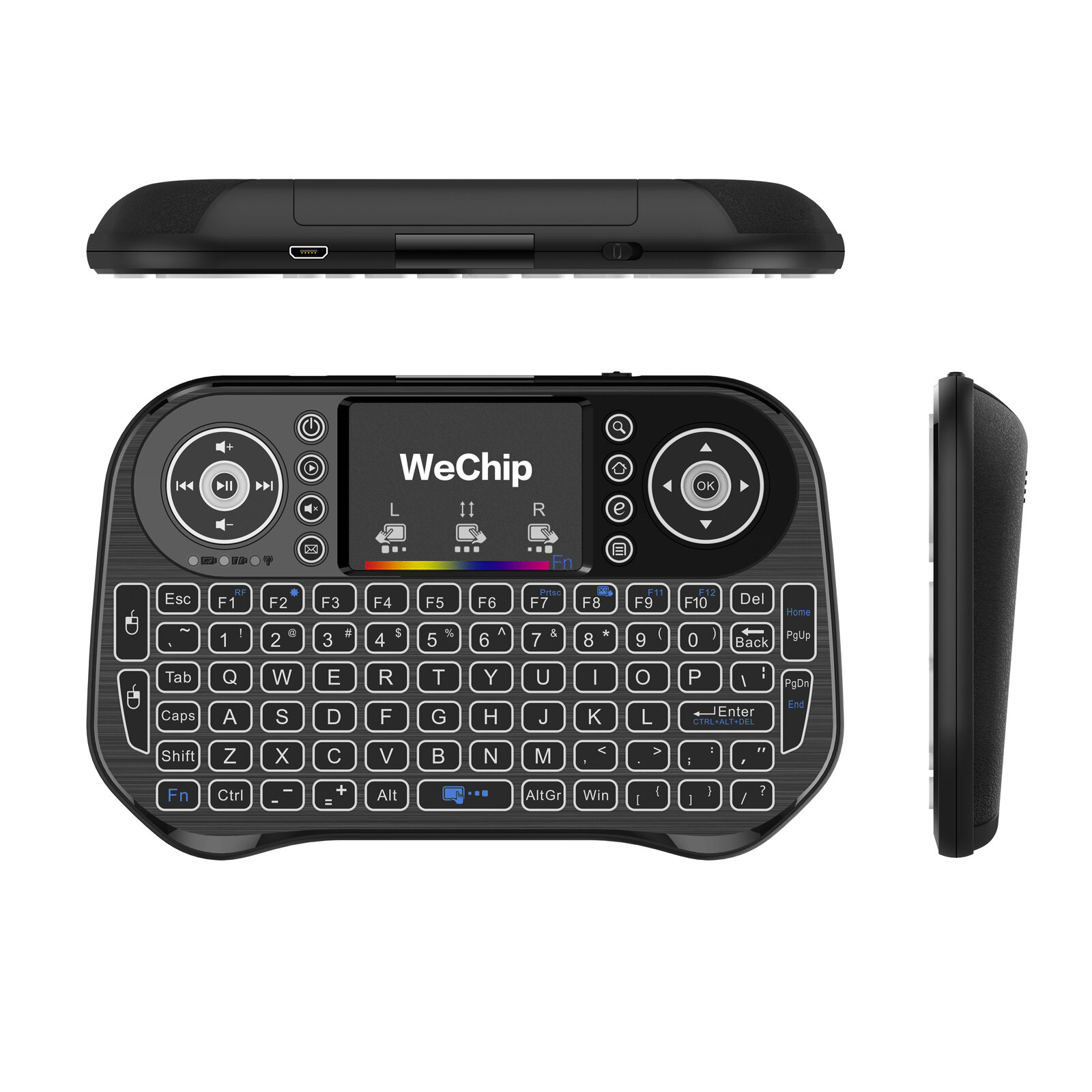 Беспроводная Клавиатура С Тачпадом: 14.8x9.5 Cm, 103 Г, USB Приемник, Светодиодная Подсветка - Мини Клавиатура Для Управления С Дивана For Смарт ТВ, ПК, Ноутбук И Android TV Box