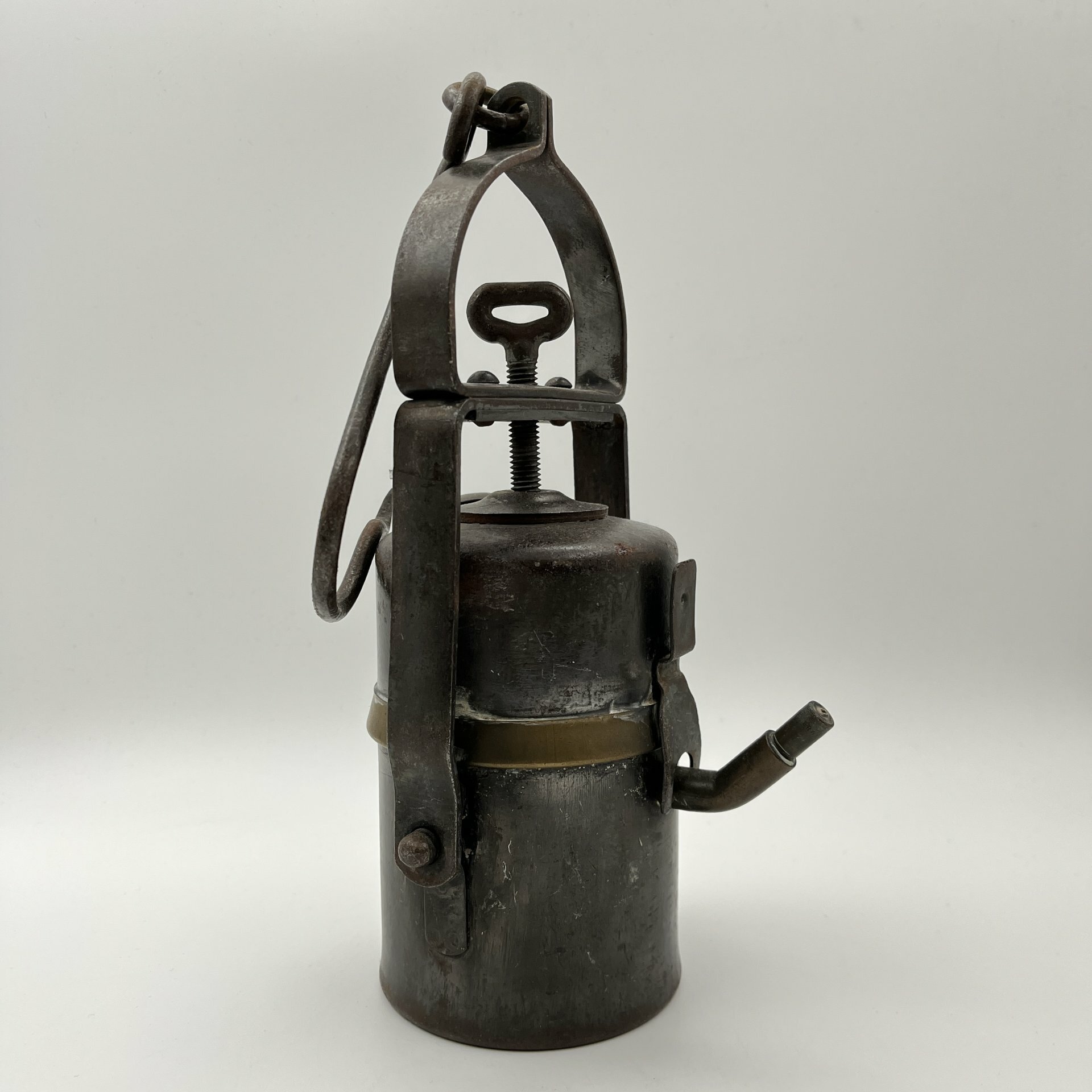 Фонарь карбидный для горных работ, металл, цинк, латунь, железо