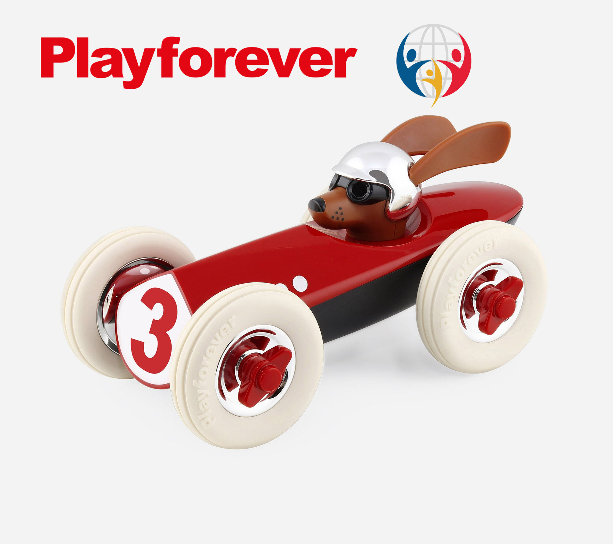 Машинка игрушечная Playforever Rufus Patrick, пластик, резина, цвет красный
