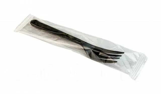 Вилки одноразовые, биоразлагаемые, премиум, черные, в индивидуальной упаковке - 100 шт