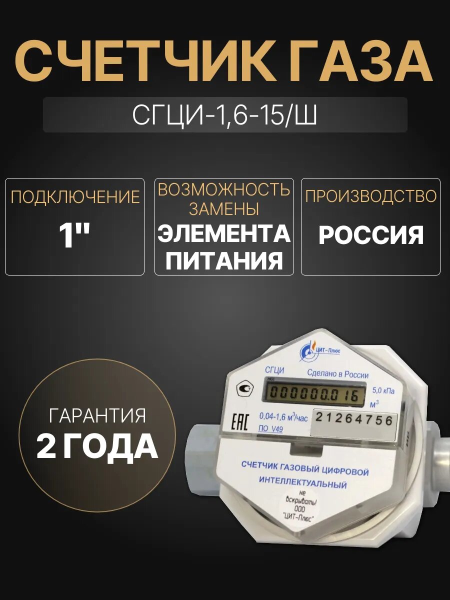 Счетчик газовый СГЦИ-1,6-15/Ш ябкю.407239.001-01 (Dn15, ГШ)