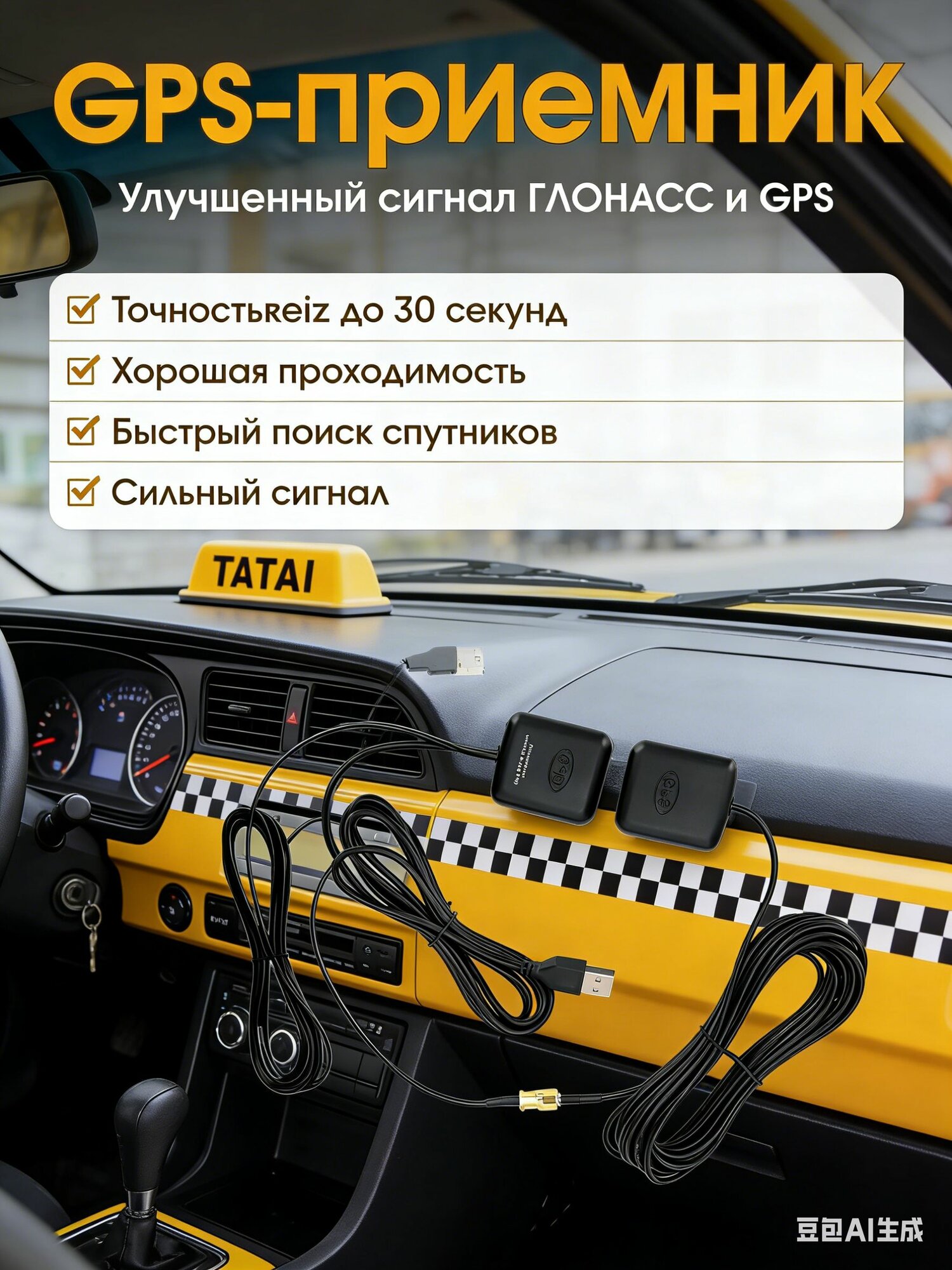 Автомобильный усилитель GPS сигнала, премиум антенна