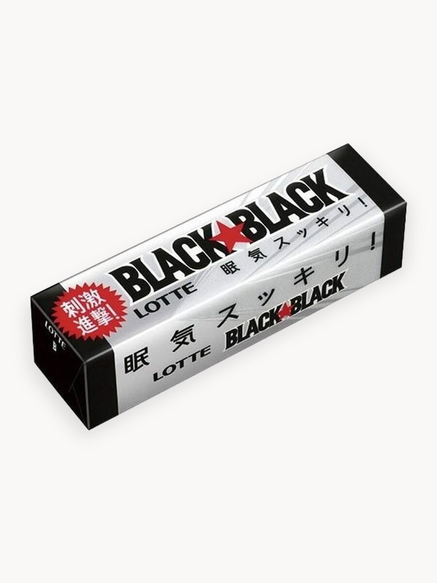 Жевательная резинка Lotte Black Black с кофеином и мятным вкусом 32 г, Таиланд