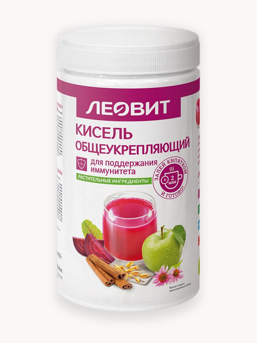 Кисель быстрого приготовления Общеукрепляющий Леовит овсяный натуральный растворимый Банка 400г