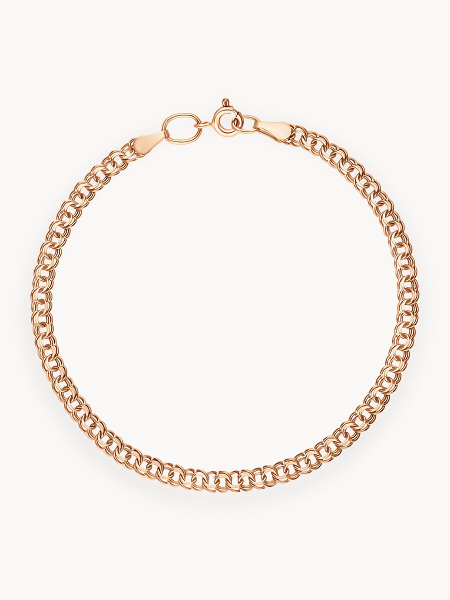 Браслет-цепочка, красное золото, 585 проба, гравировка