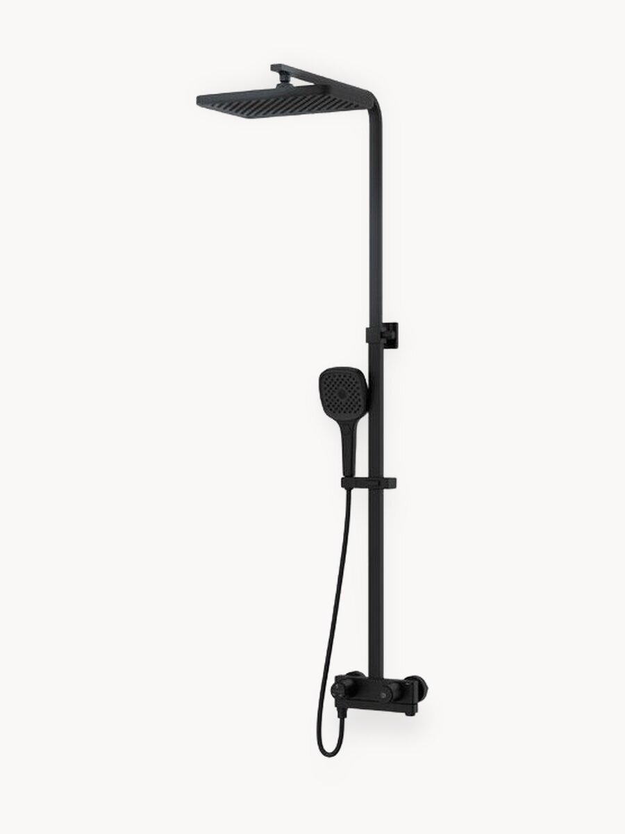 Душевая система IDDIS Slide SLIBLBTi06 с тропическим душем с кнопочным управлением черный матовый