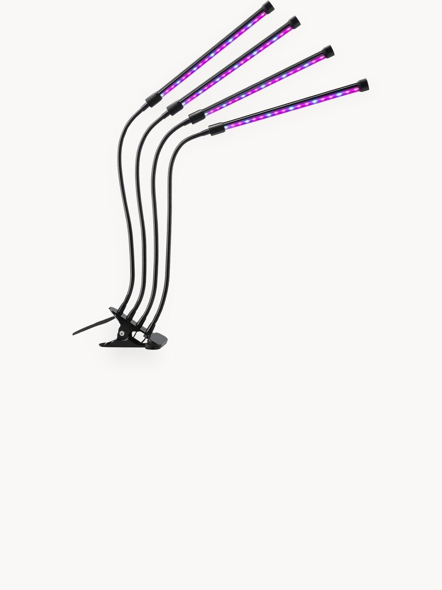 Светодиодная фитолампа на прищепке 4х10 Вт, полный спектр / ультрафиолет