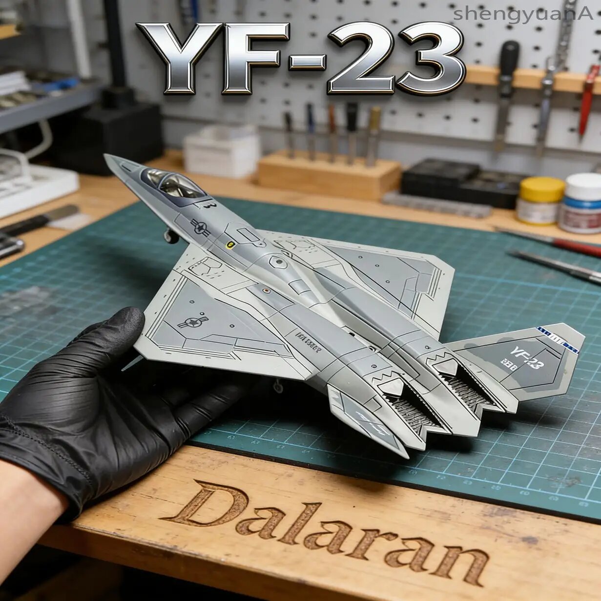 Сборный истребитель YF23 в масштабе 1/72, не требующий окраски и клея, а также Су57 и F22 из США, представлен в премиальном исполнении.