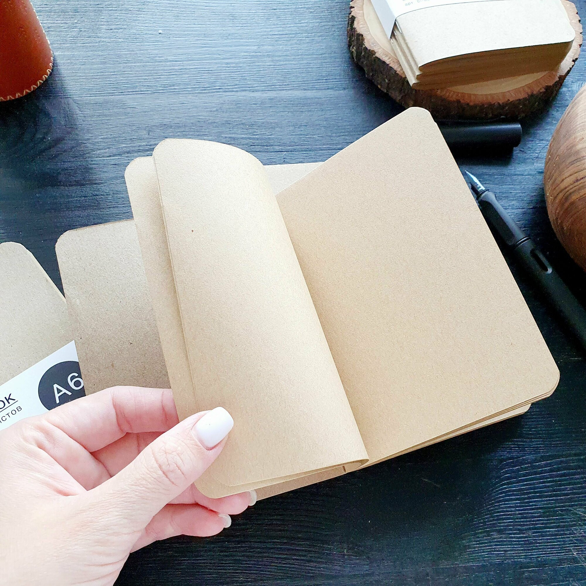 Блокноты формата А6 (10х14см) крафт без разметки / сменные блоки / запасные тетради 3 штуки по 30 листов