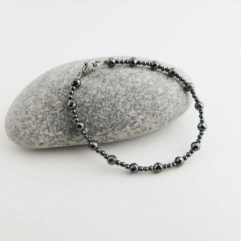 Браслет, искусственный камень, гематит