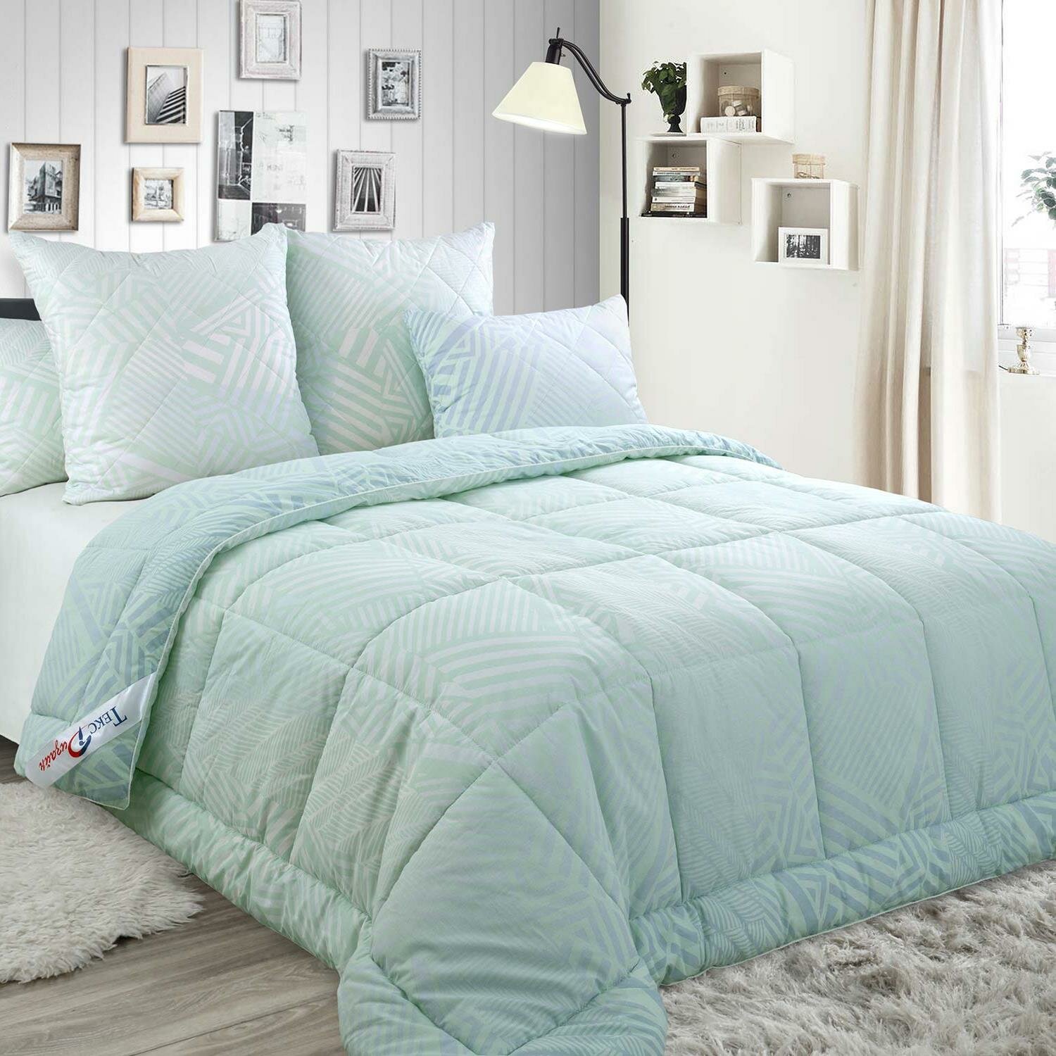 Одеяло 140х205 из Перкали / Эвкалипта 300 г арт 251 "Авокадо" (одноиголка)