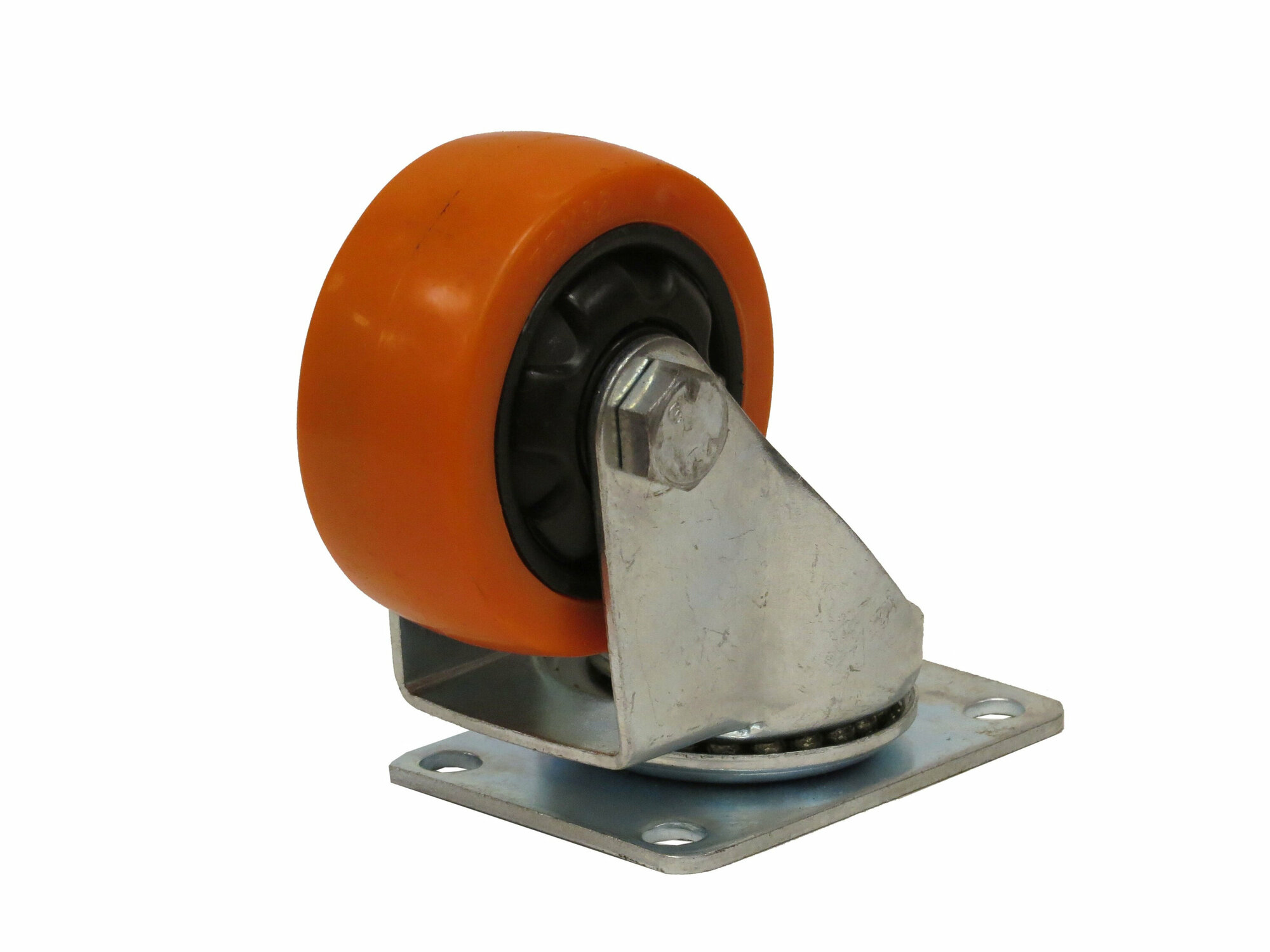 Колесо поворотное HC-3302-PUR-075-OR (г/п 100кг, Ф 75мм), крепление платформа (902075 orange)