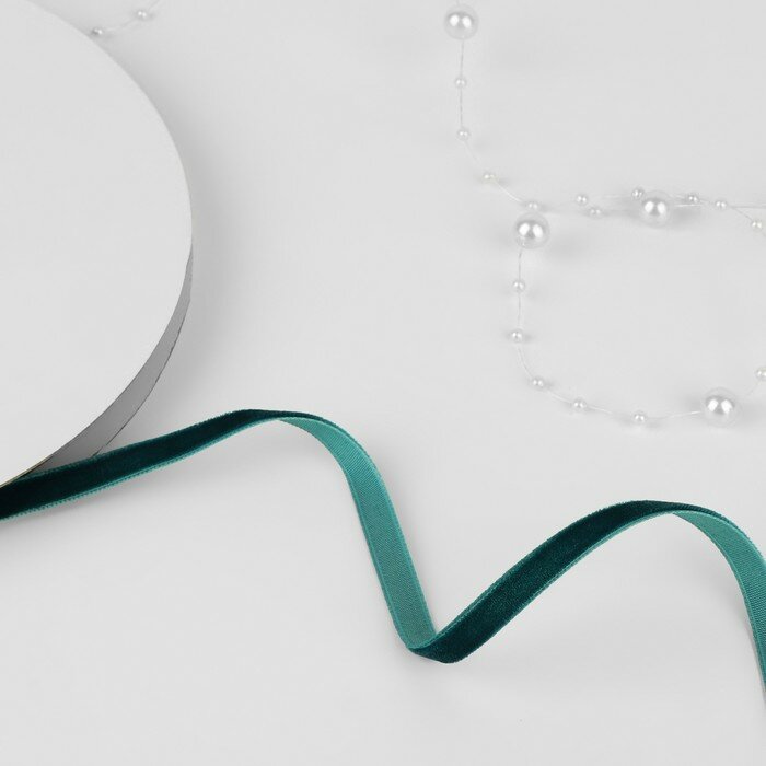 Лента бархатная Арт Узор 6 мм, 18+-1 м, изумрудная №34