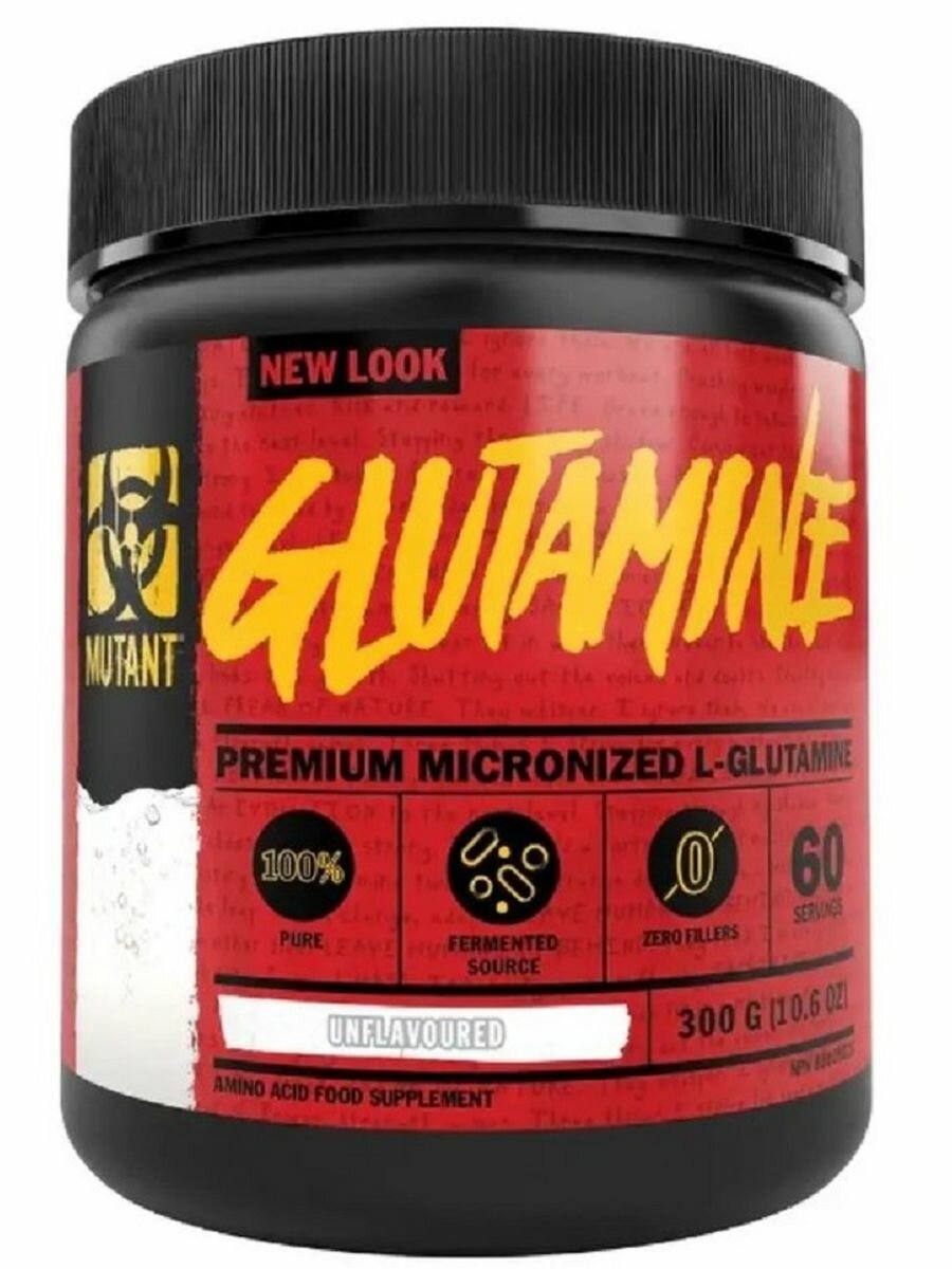 Аминокислота Mutant L-glutamine, без вкуса, однокомпонентная, 100%, 300 гр