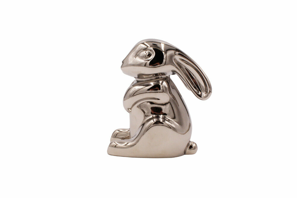 Фарфоровая фигурка Заяц №2 платина зеркальн.