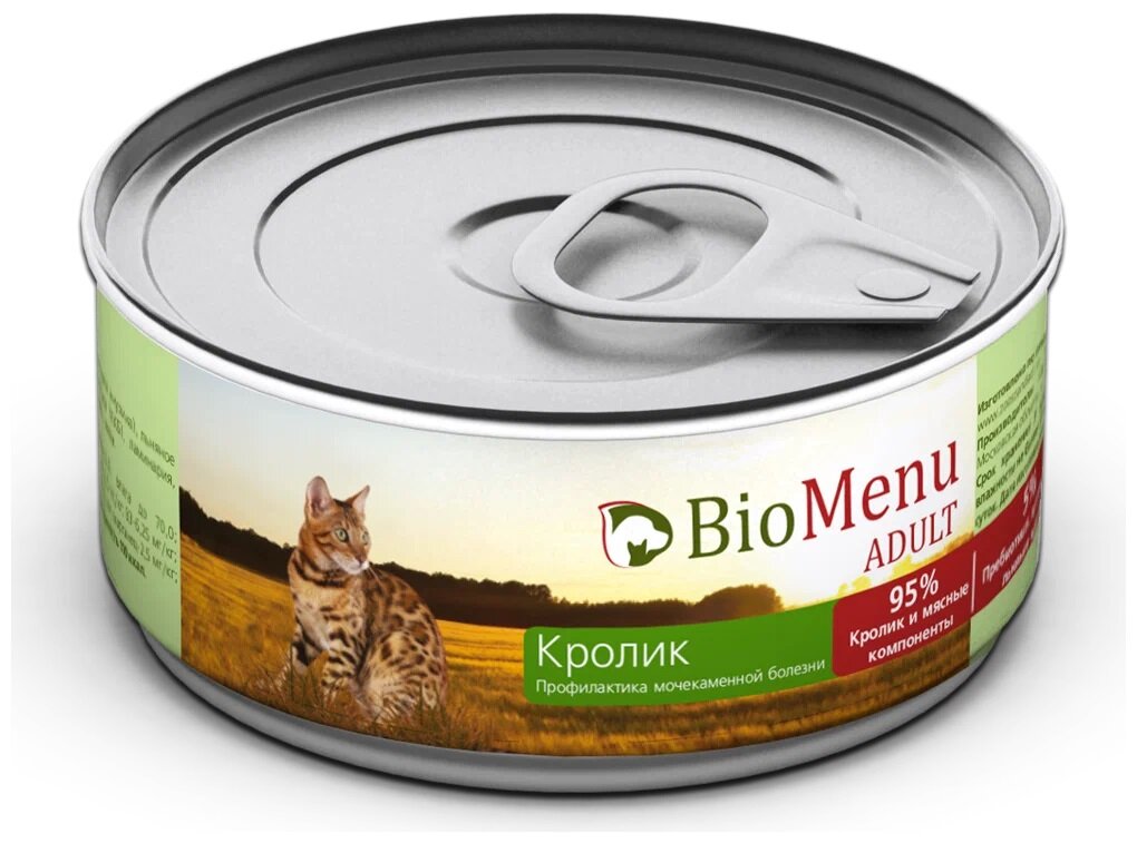 Влажный корм для кошек BioMenu с кроликом 100 г (паштет), 1 шт