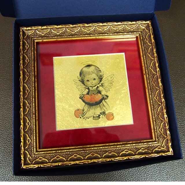 Картина Ангел с яблочками на сусальном золоте