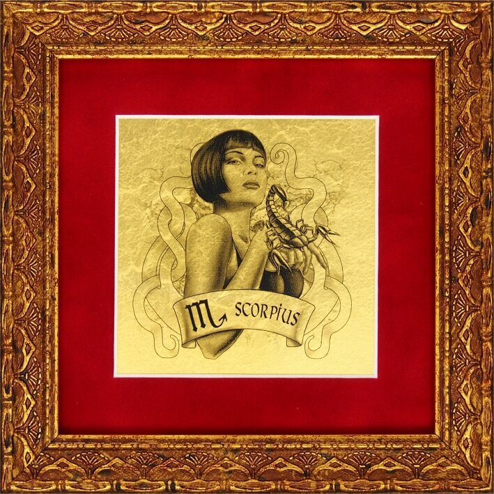 Картина золотом подарок для женщины Знак Зодиака Скорпион