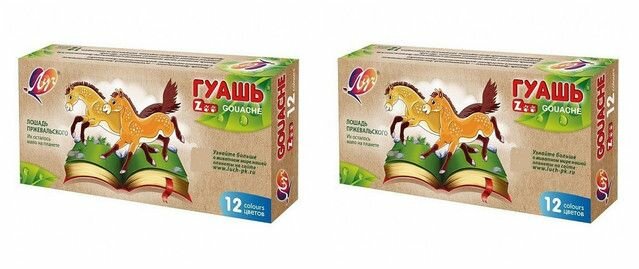 Луч Гуашь Zoo, блок тара, 12 цветов, 15 мл, 2 уп