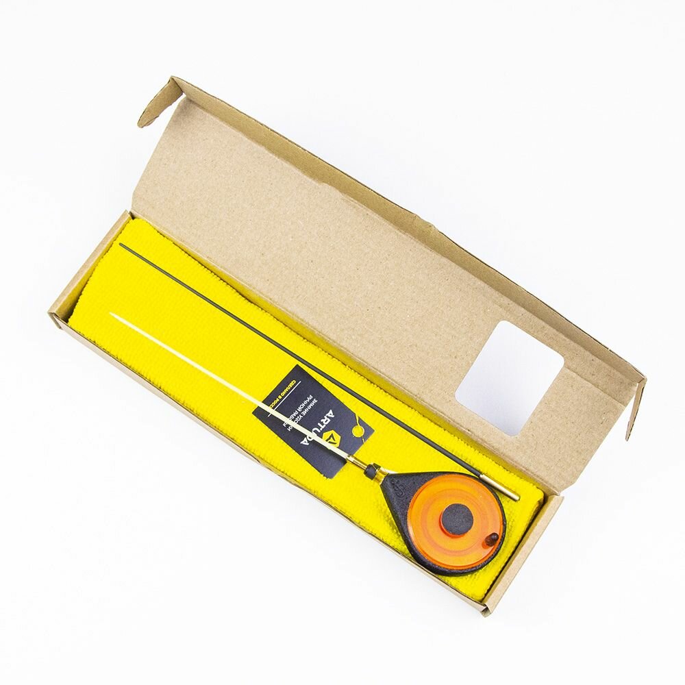 Зимняя удочка балалайка Артуда "Двустволка Мини" красная с двумя сменными хлыстами для ловли на мормышку и безмотылку