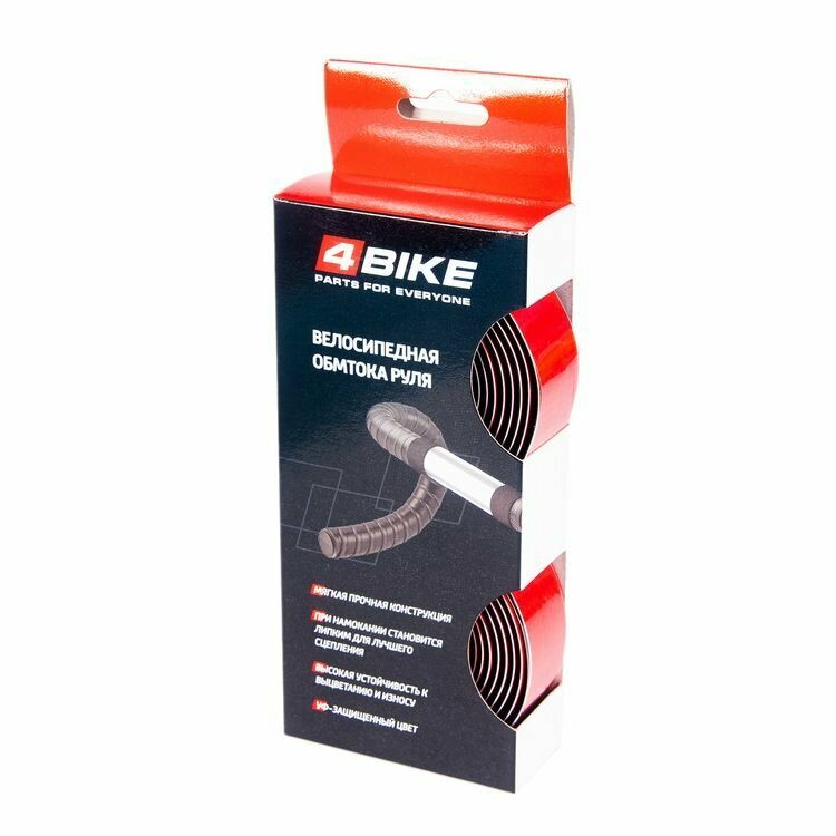 Обмотка руля 4BIKE гелевая с карбоновым рисунком красная