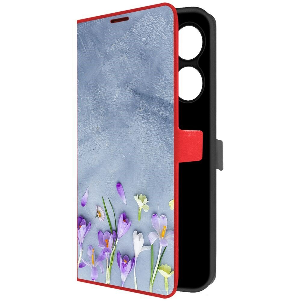 Чехол-книжка Krutoff Eco Book для TECNO Spark 20 Цветочное настроение (красный)