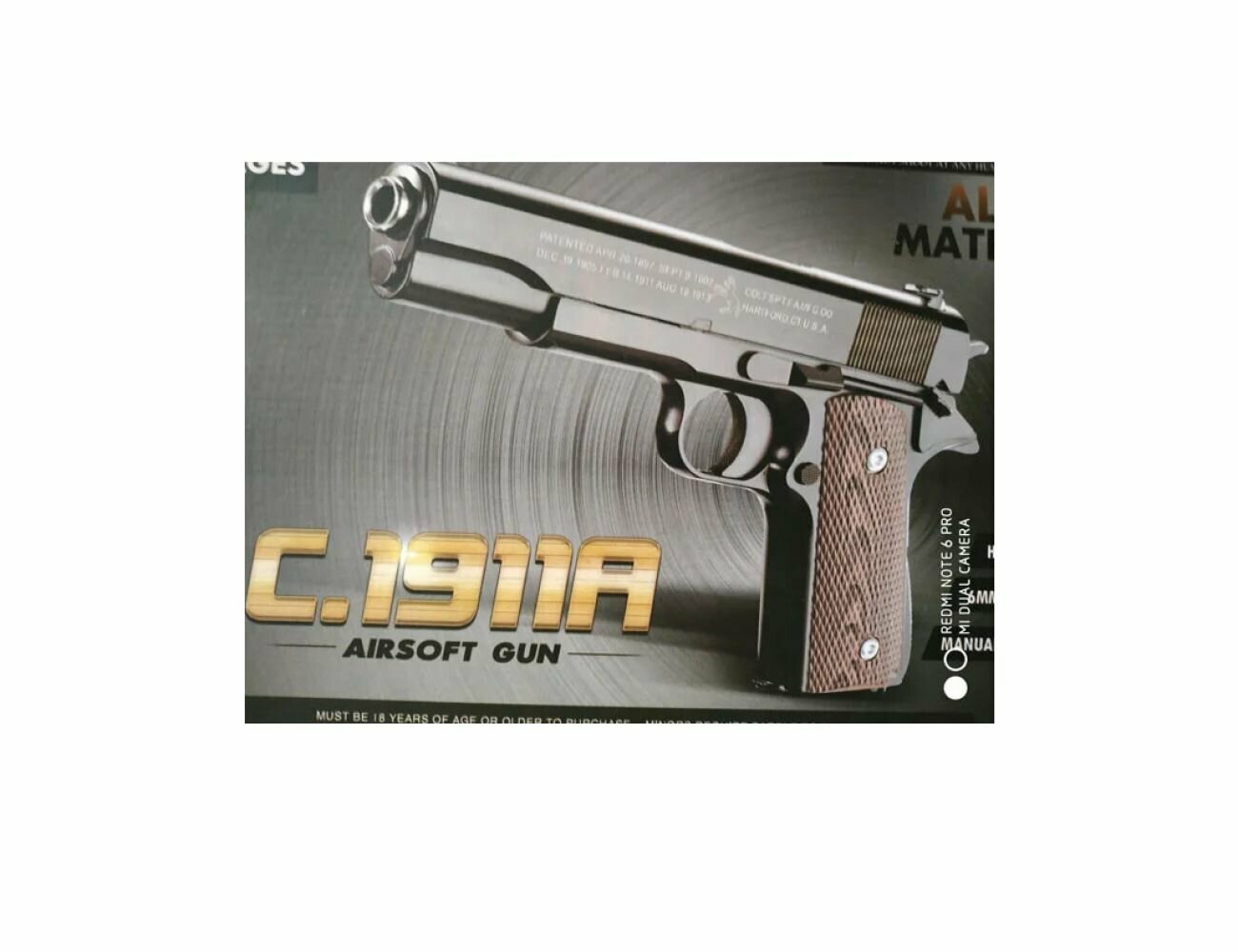 Airsoft Gun Пистолет металлический С.1911А. 6мм