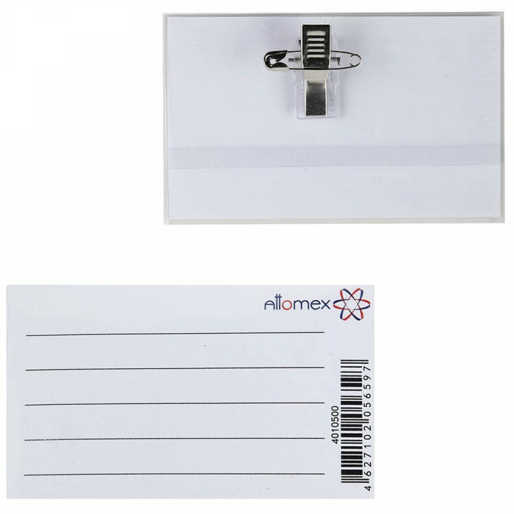 Бейдж горизонтальный 90*60мм металлический зажим-булавка deVENTE арт.4010300/МС-25. Количество в наборе 50 шт.