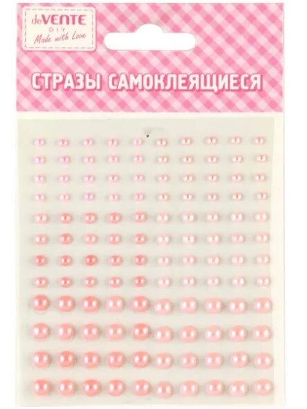 186975 Наклейки в наборе стразы "Жемчуг" 120 шт, розовый, е/п, deVENTE, 8004058
