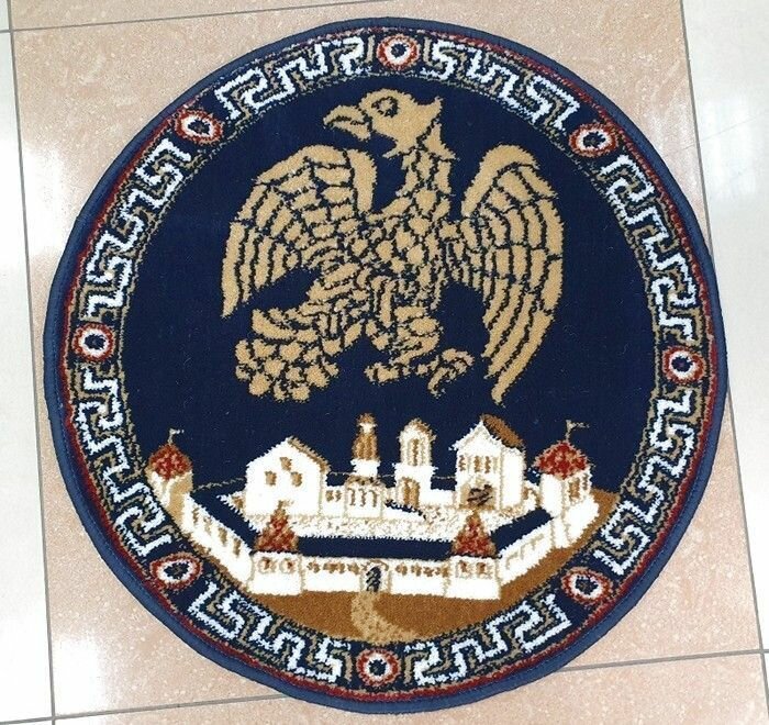 Ковер Орлец круг на пол в храм 70х70 см темно-синий ворс 8 мм 281272 KoverVDom